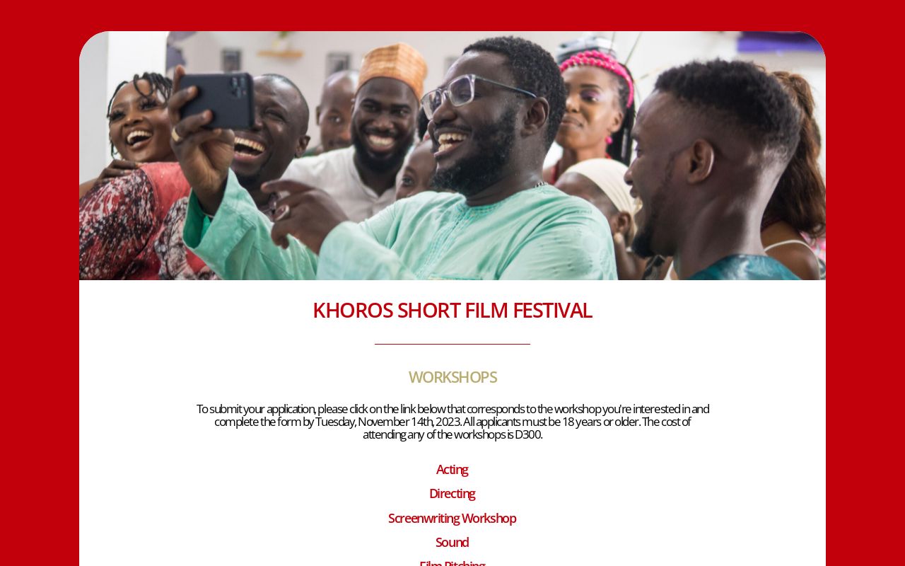 Khoros Short Film Festival Workshops